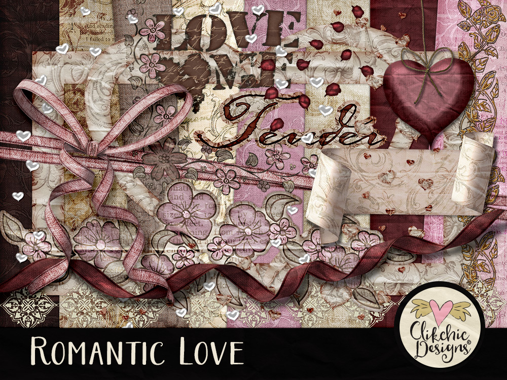 Romantic Love Digital Scrapbook Kit | Clikchic Designs